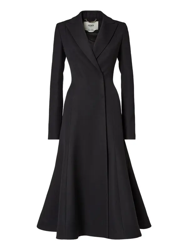 Fendi Peplum Hem Fitted Midi Coat - Black