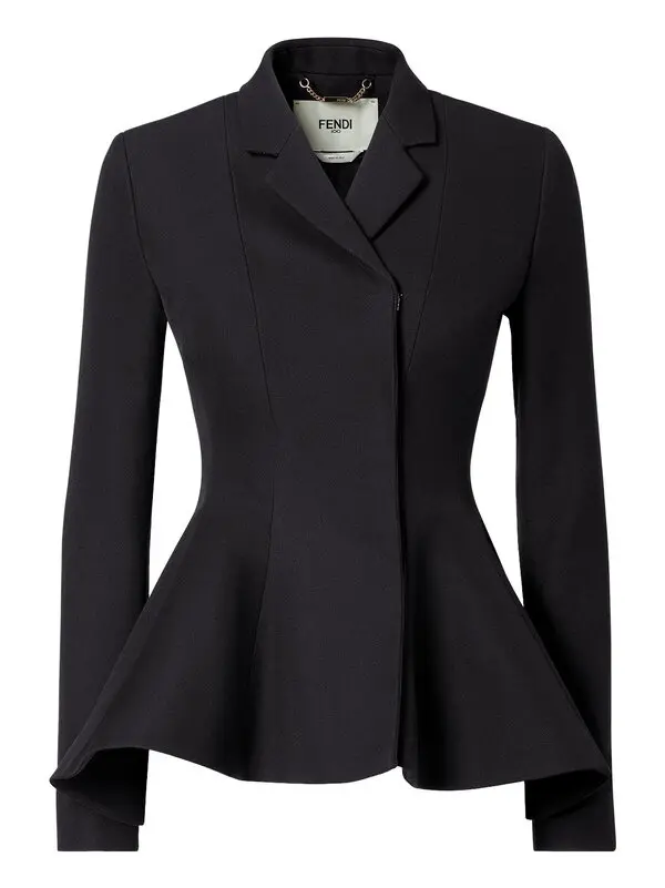 Fendi Double-breasted Jacket With Peplum Detail - Black