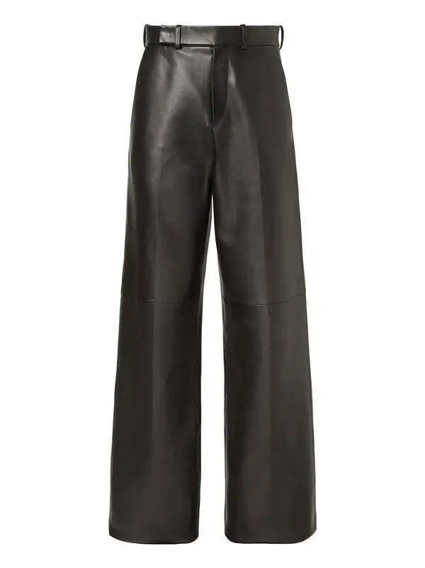 Fendi High-waisted Nappa Leather Trousers - Black