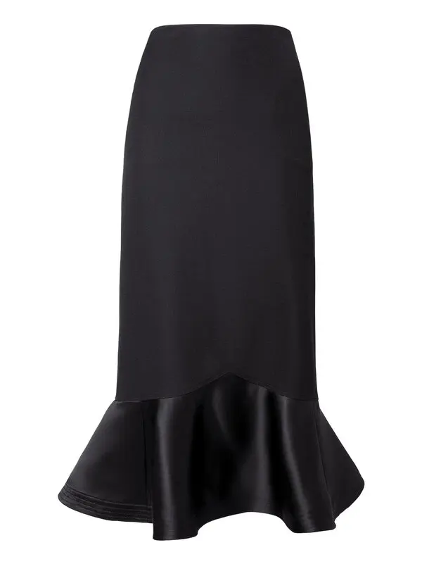 Fendi High-waisted Midi Peplum Skirt - Black