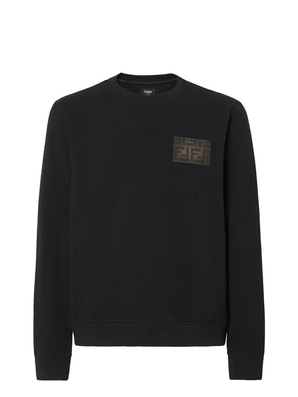 Fendi Regular Fit Sweatshirt With Ff Eclissi Motif - Black