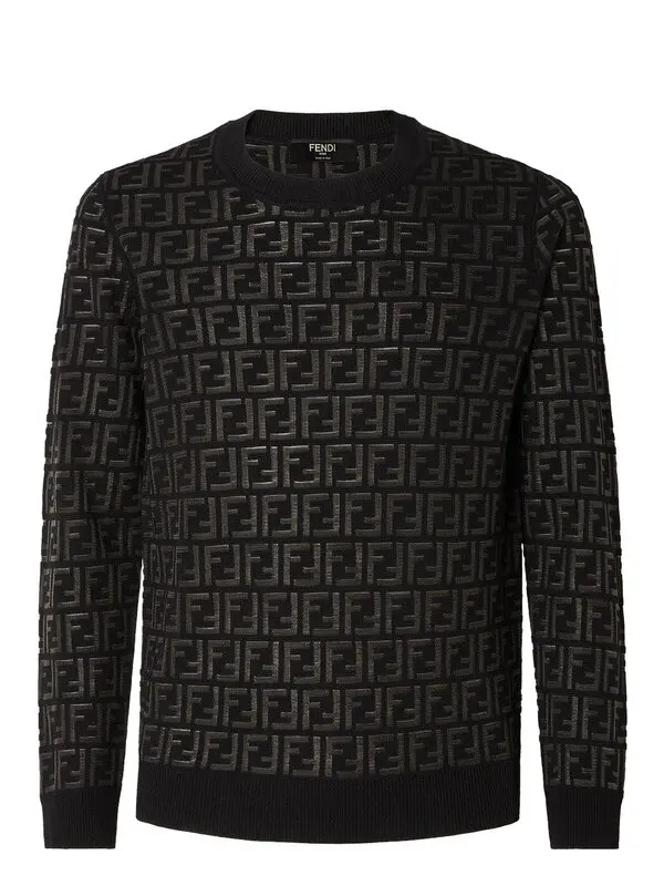 Fendi Regular-fit Crew Neck Pullover - Black