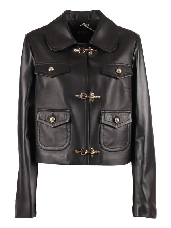 FAY Nappa Leather Hook Jacket - Black