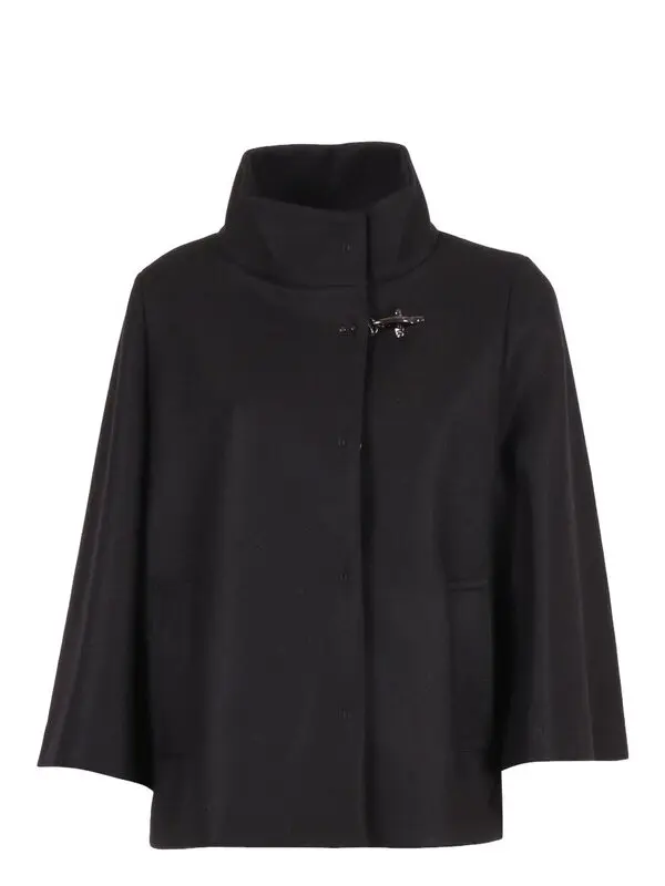 FAY Lined Cape With Hook - Black