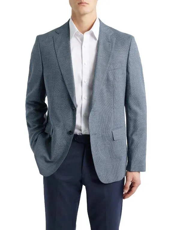 BOSS Hutson Slim-fit Textured Sport Coat - Dark Blue