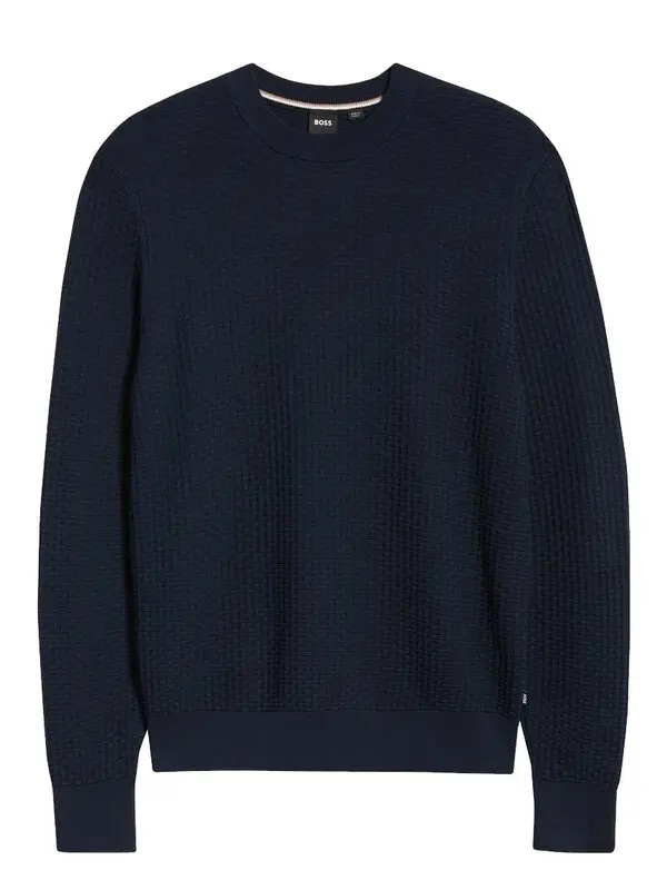 BOSS Imberto Textured Sweater - Dark Blue