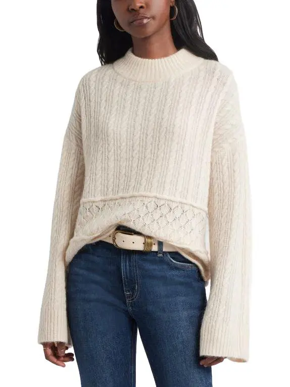 Treasure & Bond Mock Neck Alpaca & Wool Blend Sweater - Ivory Dove