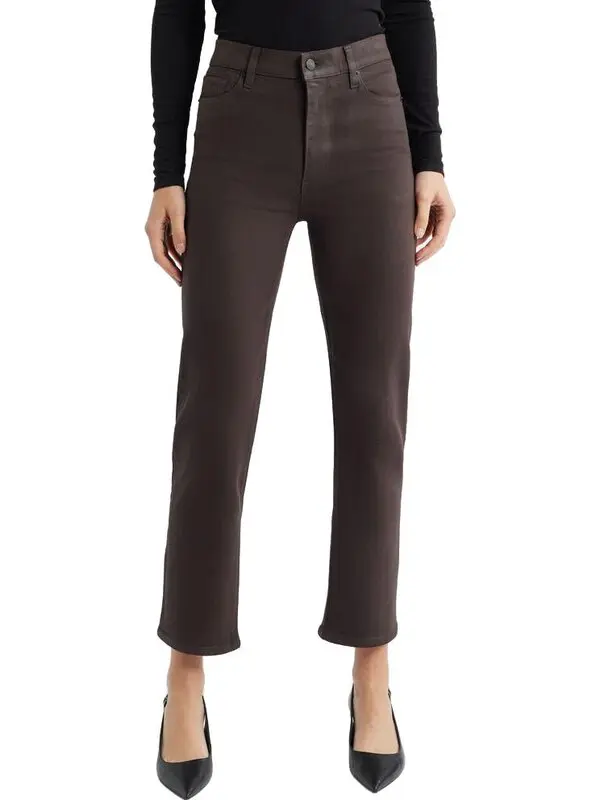 FRAME Le Sleek High-waist Straight-leg Jeans - Truffle Coated