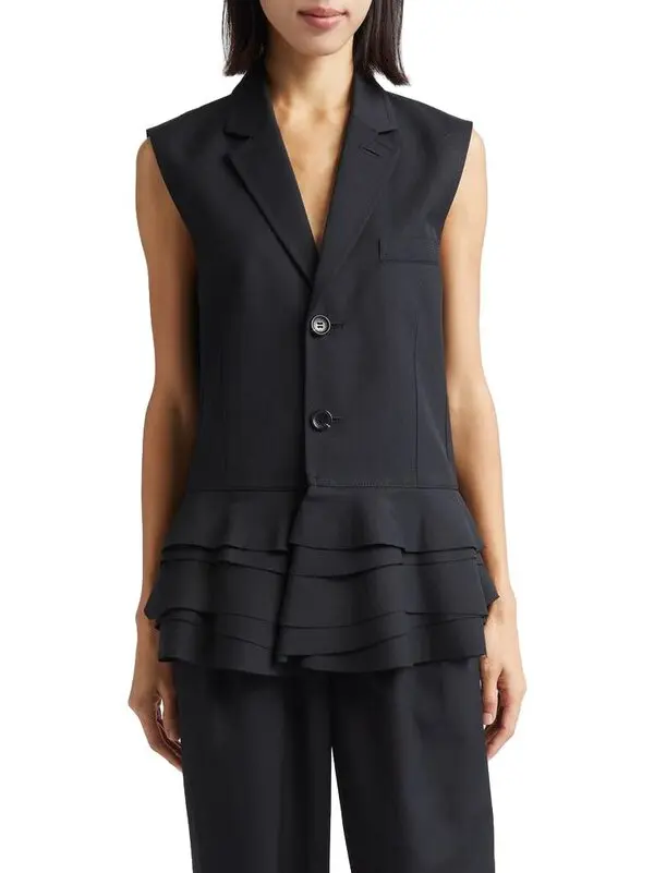 Tao Comme Des Garçons Yarn Dyed Gabardine Vest - Black
