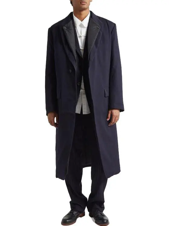 Yohji Yamamoto Water Repellent One-button Jacket With Detachable Liner - Navy