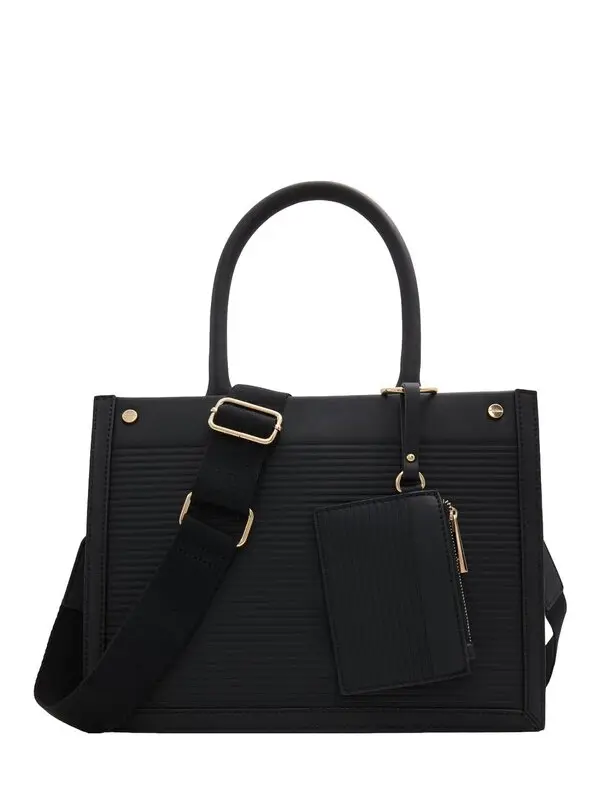 Aldo Faux Leather Satchel With Removable Pouch - Black