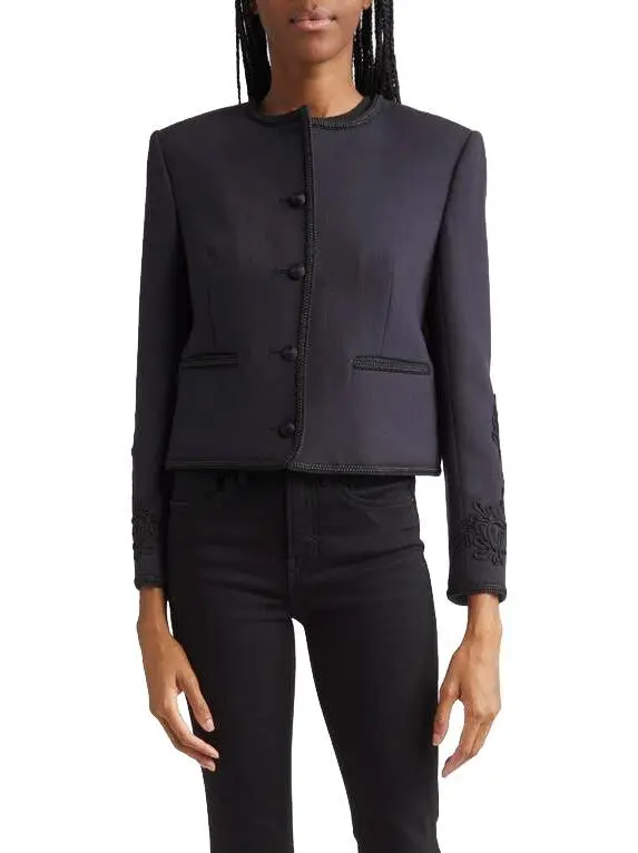 Veronica Beard Latrell Soutache Embroidered Jacket - Navy