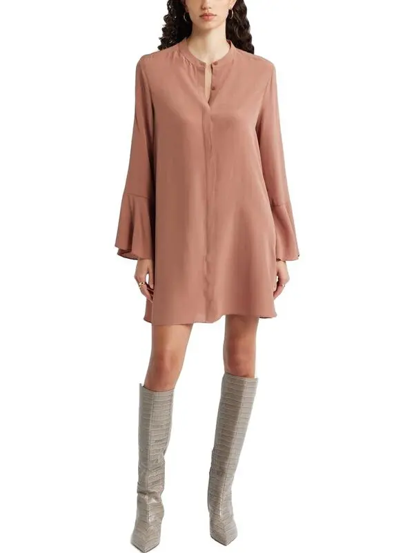 Nordstrom Long Sleeve Minidress - Brown Clove