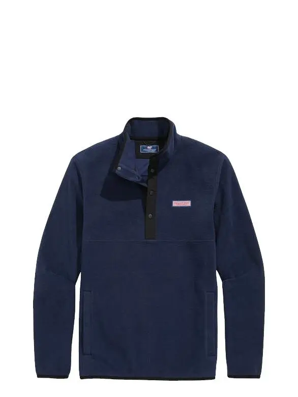 Vineyard Vines Harbor Fleece Snap Placket Pullover - Nautical Navy