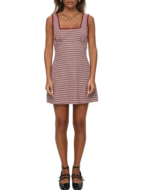 Princess Polly Dasha Check Cotton Mini Dress - Red Check