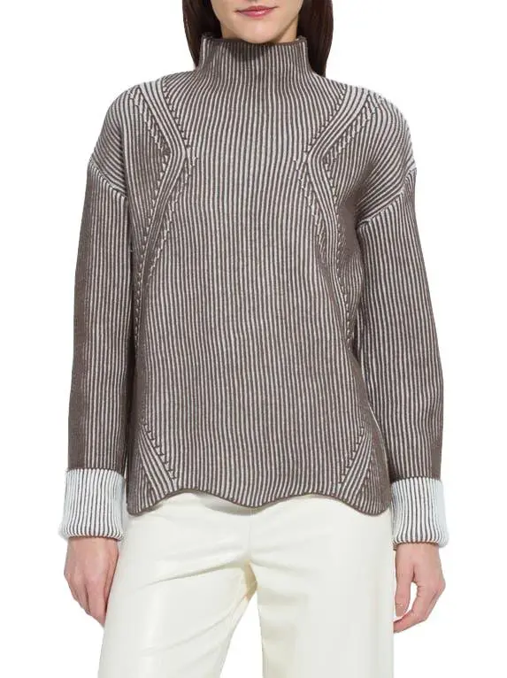 Lyssé Hyacinth Ribbed Sweater - Americano/snow White