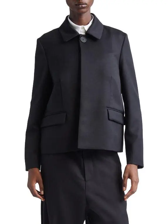 Balenciaga Boxy Cropped Wool Jacket - Black