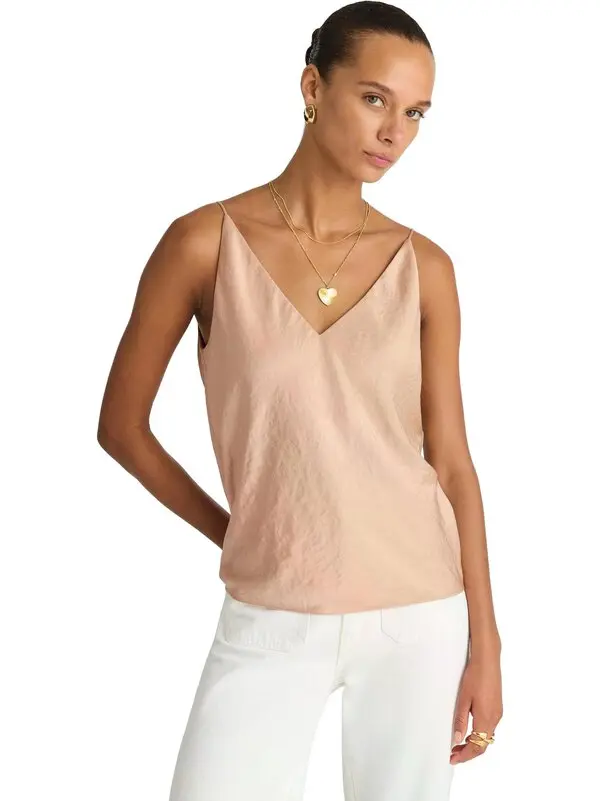 Madewell V-neck Satin Cami - Warm Beige