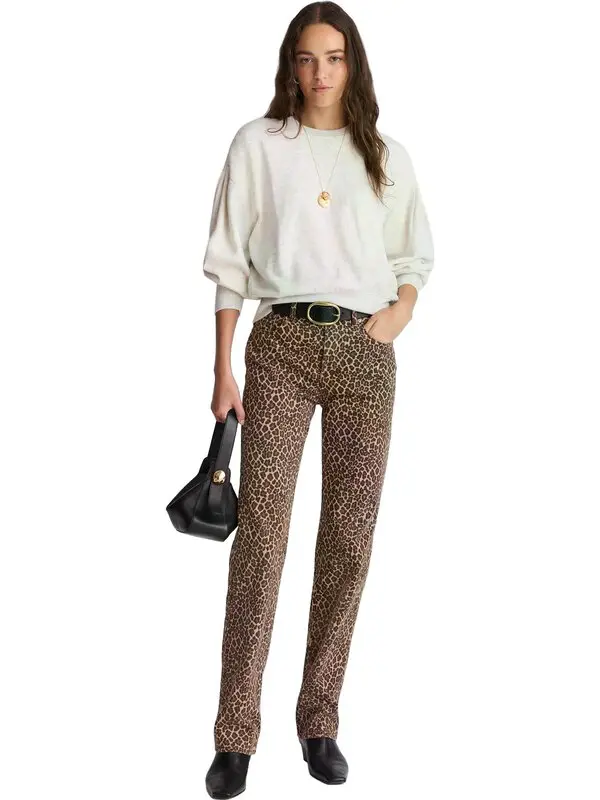 Madewell The Longline Straight Leopard-print Jeans - Dark Mocha