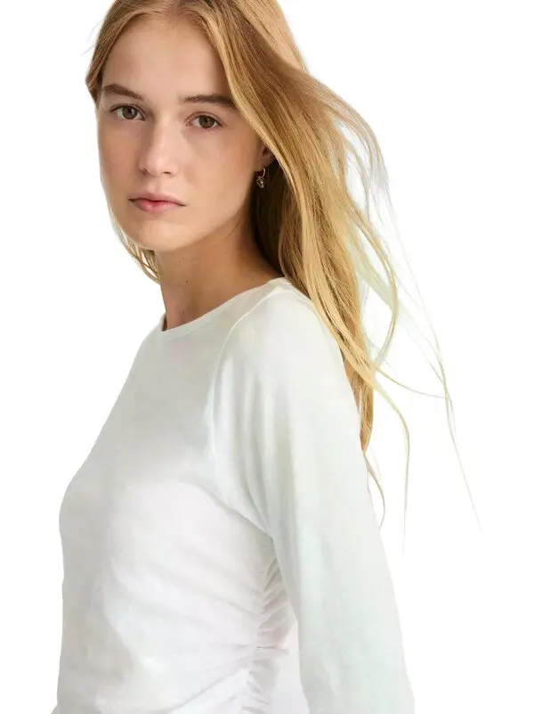 Madewell Ruched Crewneck Long-sleeve Tee - White