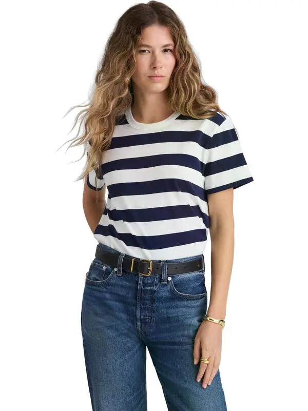 Madewell Dakota Perfect Crewneck Tee - Navy Stripe