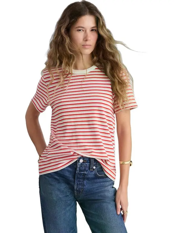 Madewell Dakota Perfect Crewneck Tee - Red Stripe