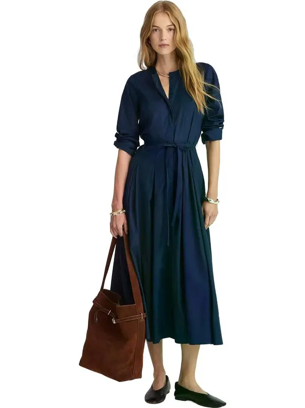 Madewell Tie-waist Midi Shirtdress - Midnight Navy