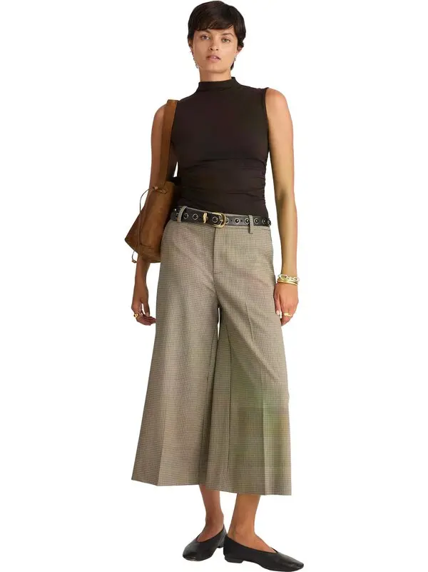 Madewell High-rise Wool-blend Culottes - Tan Plaid