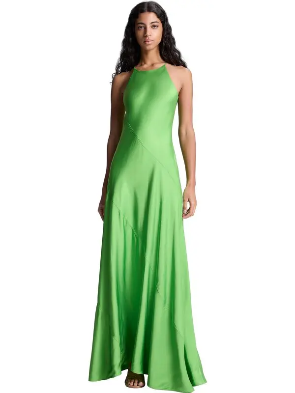 A.L.C. Sybil Satin Maxi Dress - Lily Green