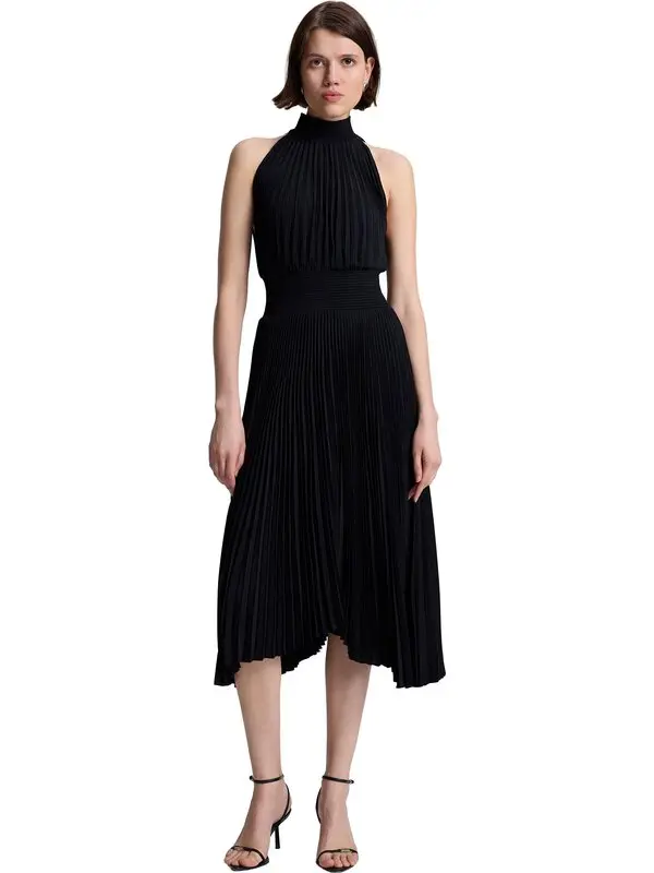 A.L.C. Renzo Pleated Midi Dress - Black