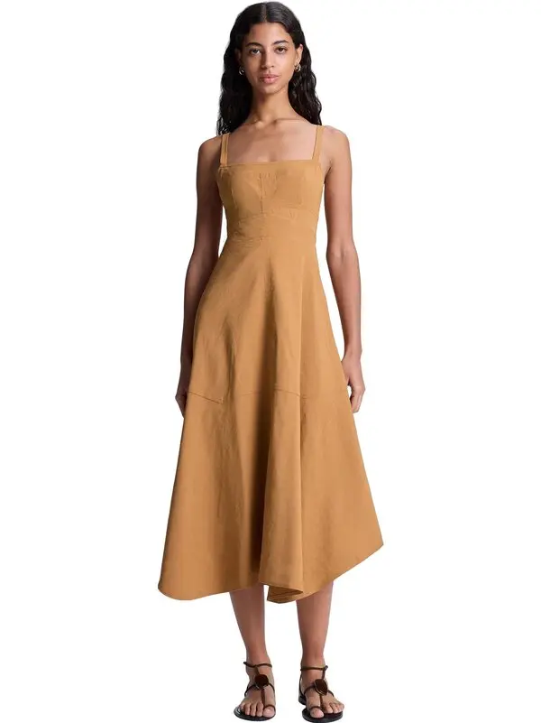 A.L.C. Harlow Linen Midi Dress - Light Bronze