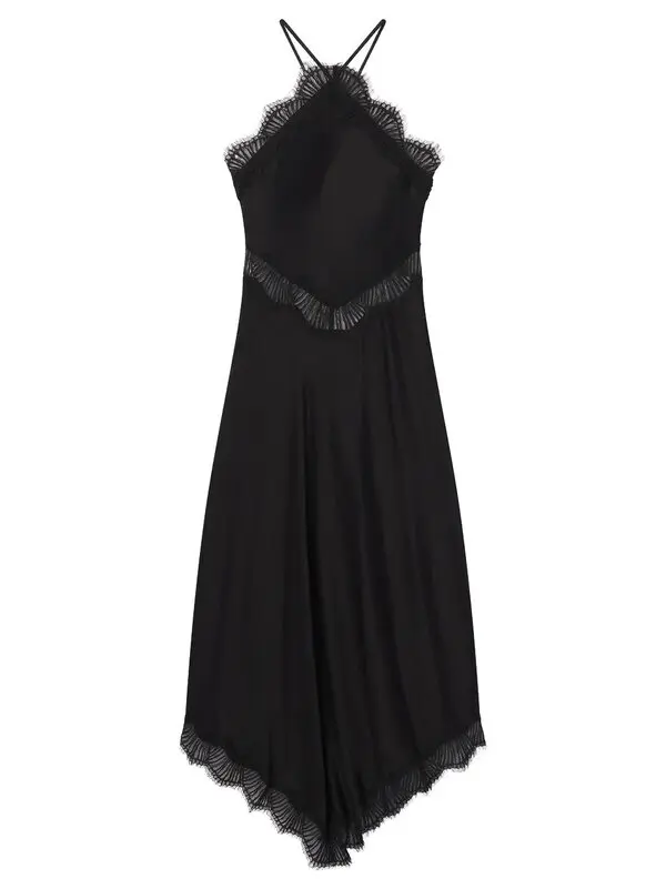 A.L.C. Lucia Satin And Lace Midi Dress - Black/black