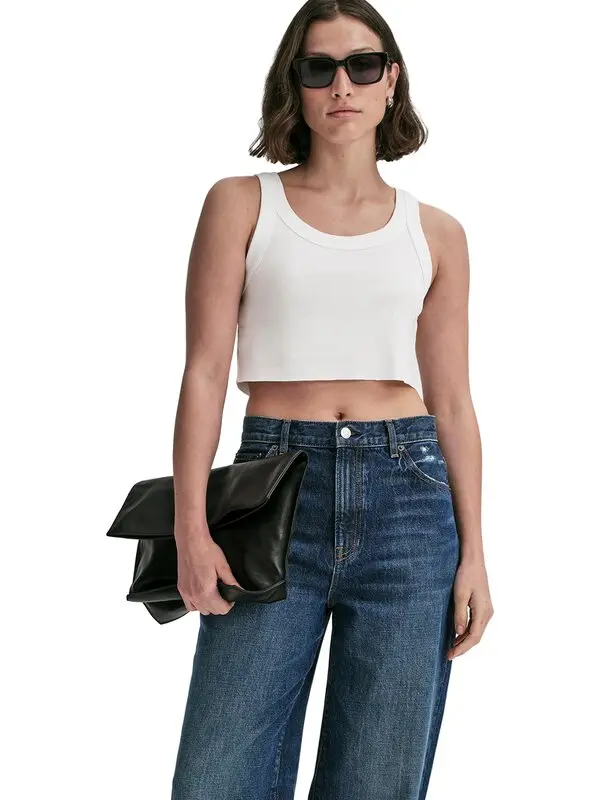 A.L.C. Halsey Cropped Rib Tank - White
