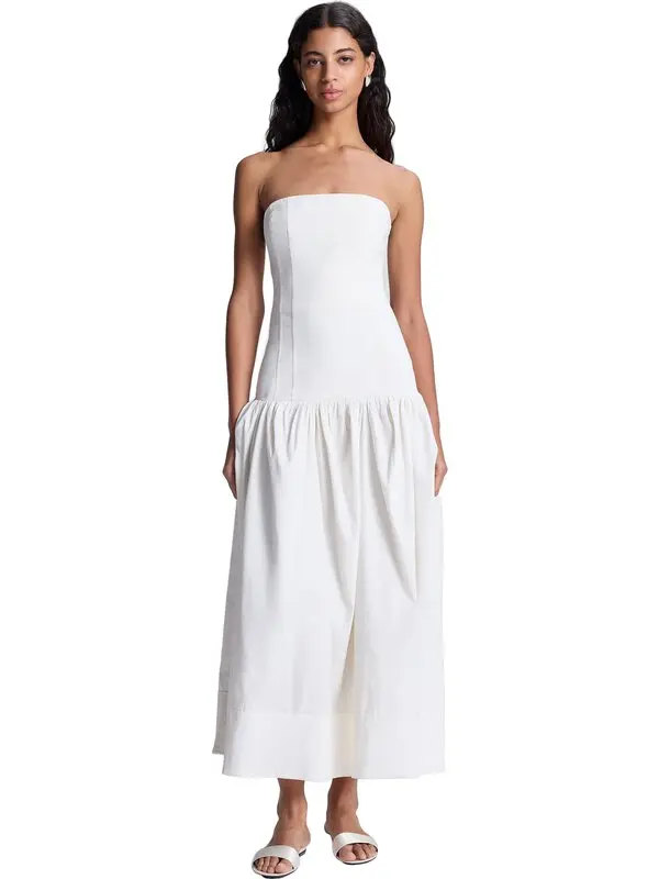 A.L.C. June Strapless Midi Dress - White