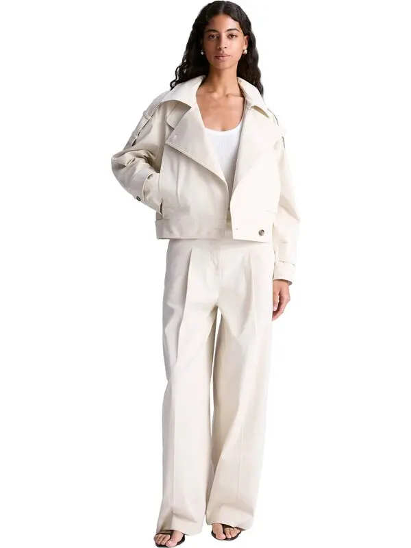 A.L.C. Miles Cropped Trench Jacket - Light Limestone