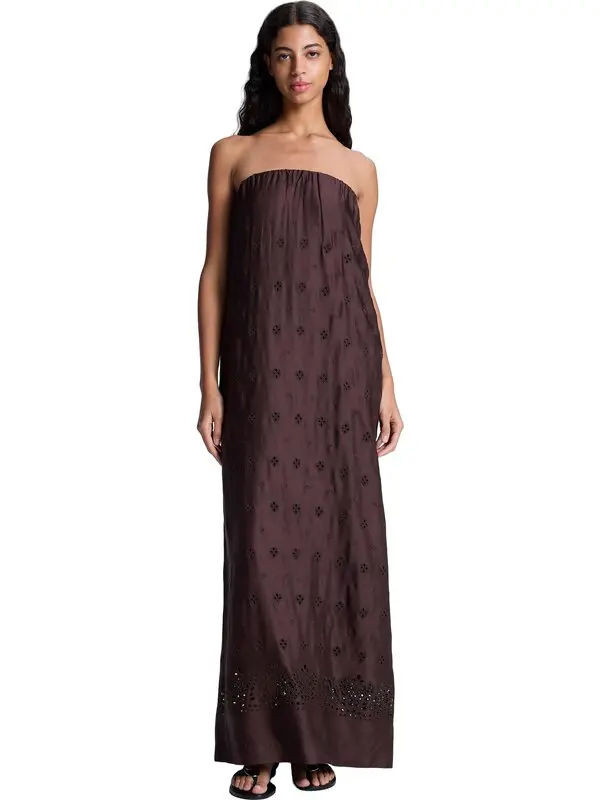 A.L.C. Strapless Embroidered Maxi Dress - Ganache