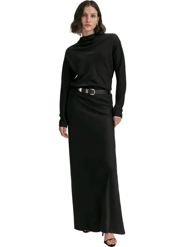A.L.C. Greta Satin Maxi Skirt - Black
