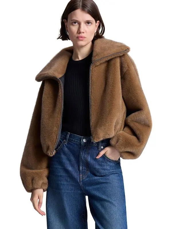 A.L.C. Hazel Faux Fur Jacket - Camel
