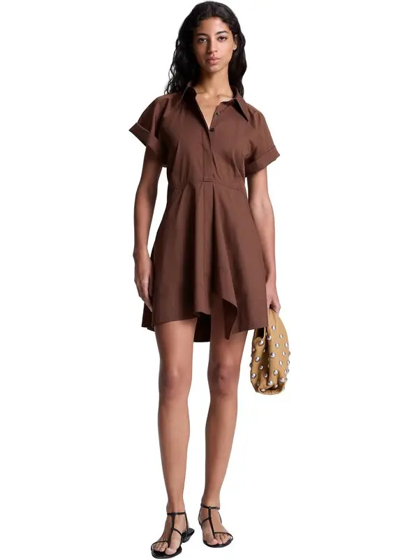 A.L.C. Julie Cotton Mini Shirtdress - Milk Chocolate