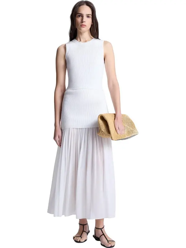 A.L.C. Knit Chiffon Maxi Skirt - Pearl