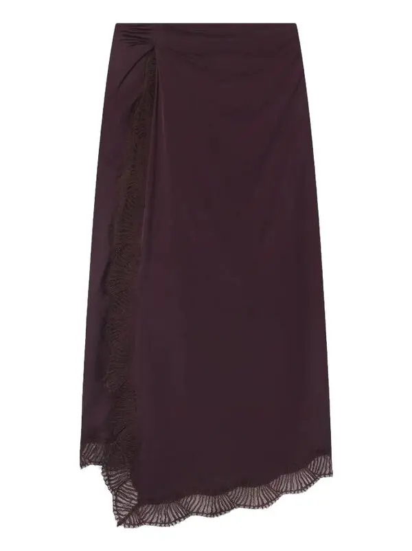A.L.C. Bella Satin Midi Skirt - Deep Plum/deep Plum