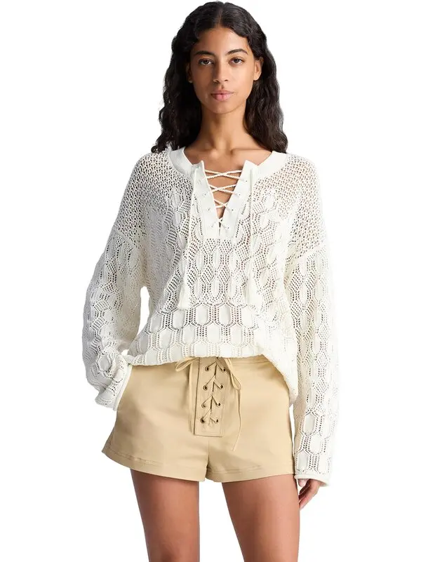 A.L.C. Keri Crochet Knit Sweater - Off White