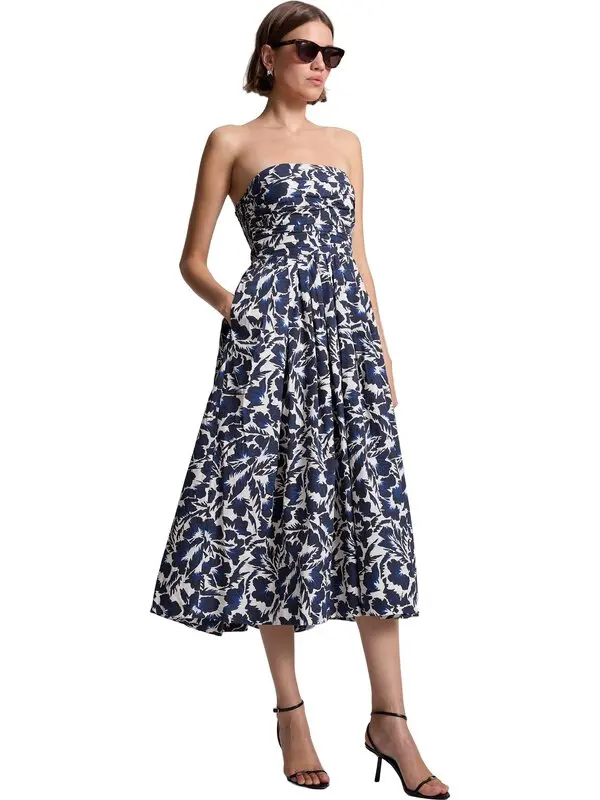 A.L.C. Tate Strapless Midi Dress - Navy/cream