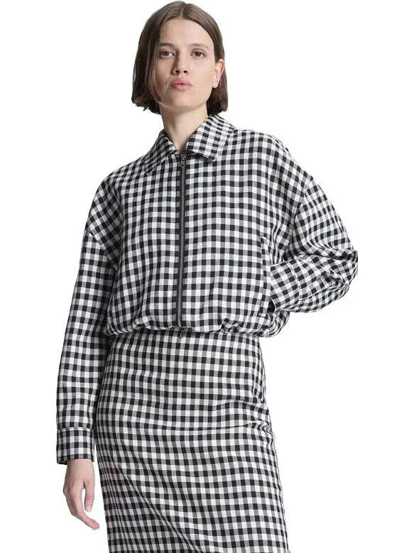 A.L.C. Kayden Gingham Tailored Jacket - Black/cream