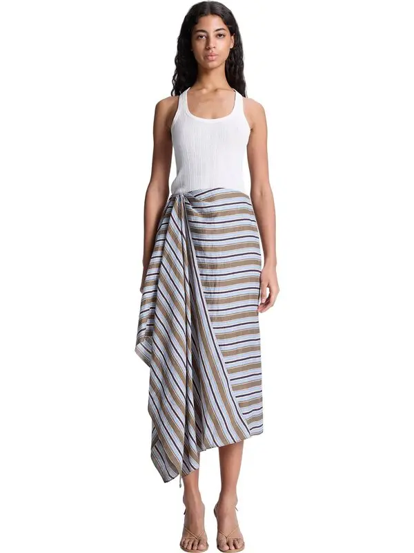 A.L.C. Lota Striped Linen Midi Skirt - Hazel Stripe