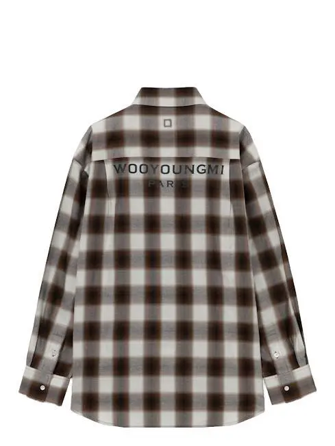 WOOYOUNGMI Back Logo Check Shirt - Brown