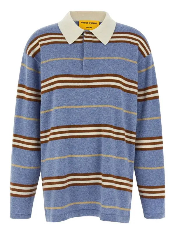 Guest In Residence Striped Cashmere Rugby Polo Shirt - Blue