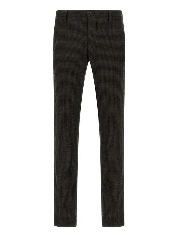 Incotex Vichy Patterned Wool Trousers - Brown