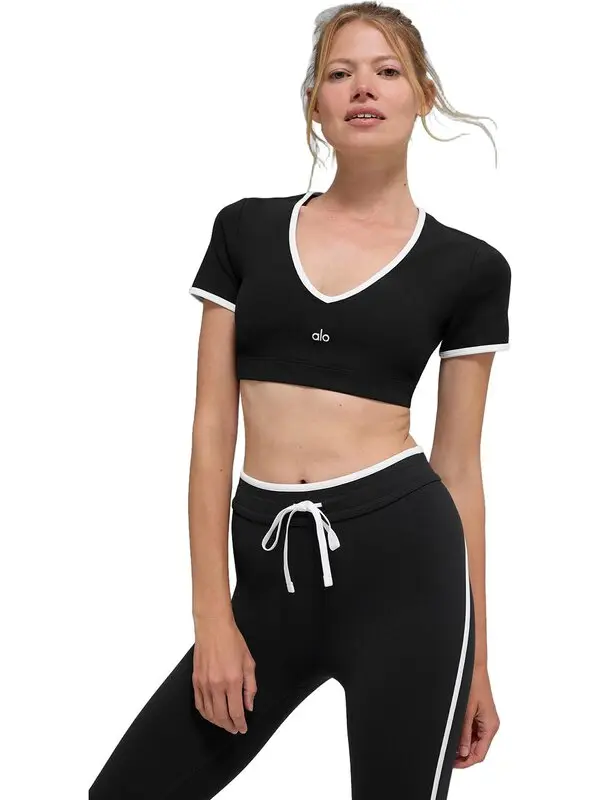 Alo Yoga Airbrush Race Pace Top - Black/white