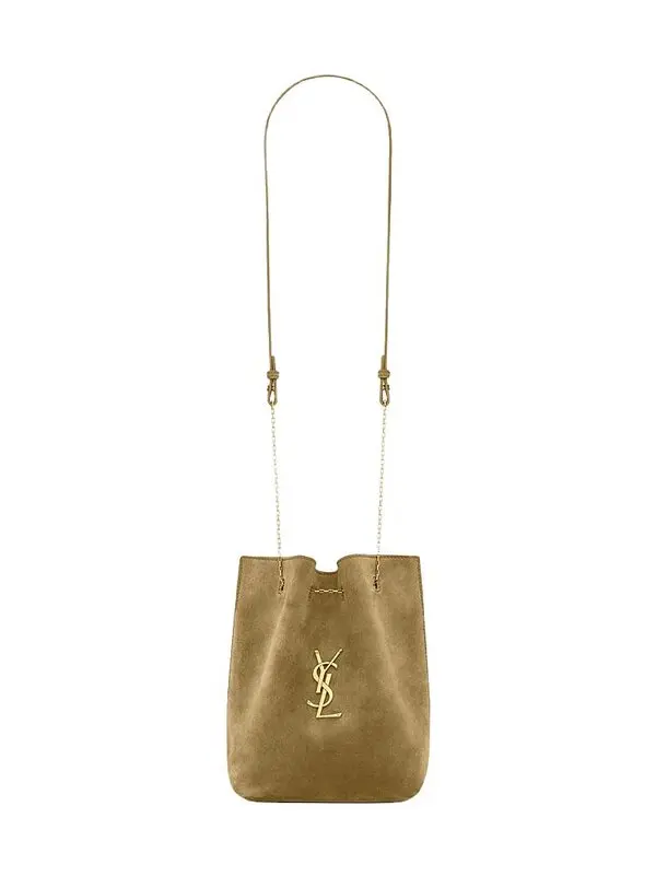 Saint Laurent Suede Pochon Bag - Barley Green